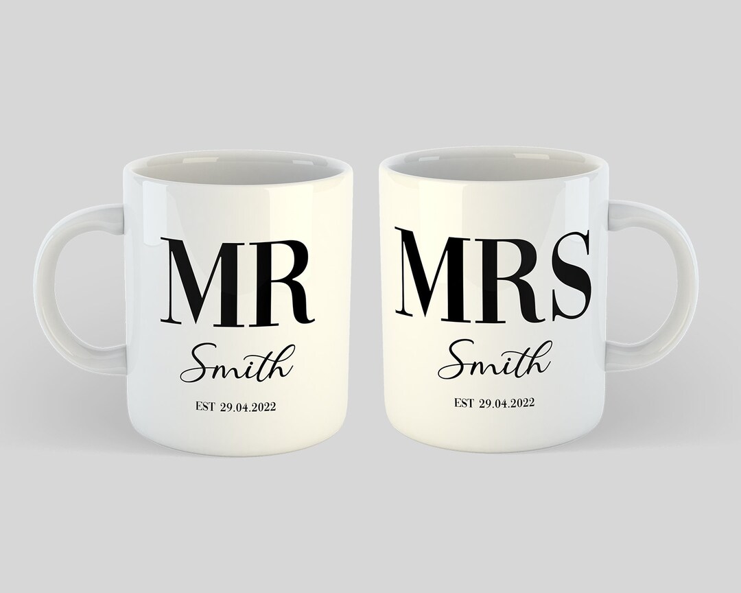 Personalised Mr & Mrs Mugs | Custom Wedding Gift, Couple Mugs, Husband ...