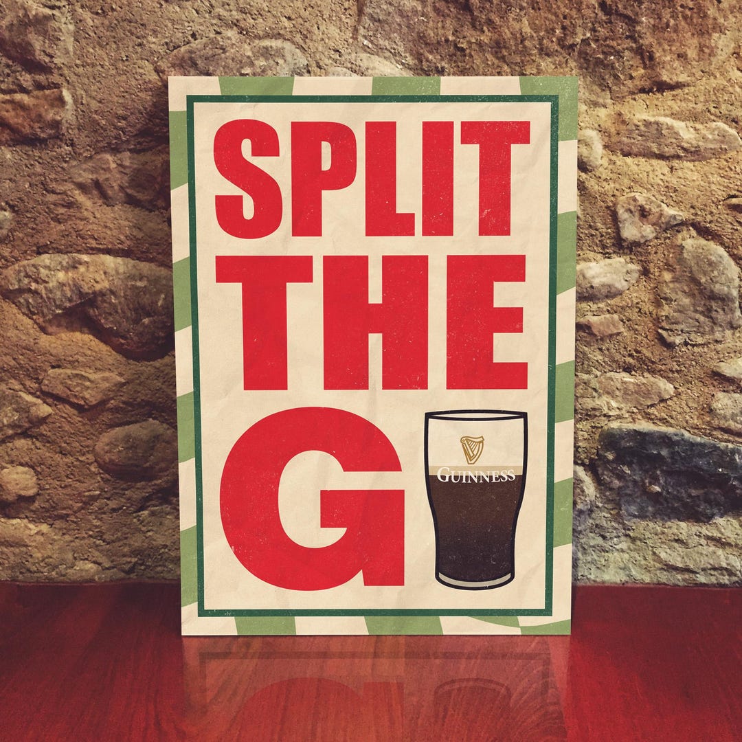Guinness Split the G Typography Poster, Retro Style Guinness Art ...