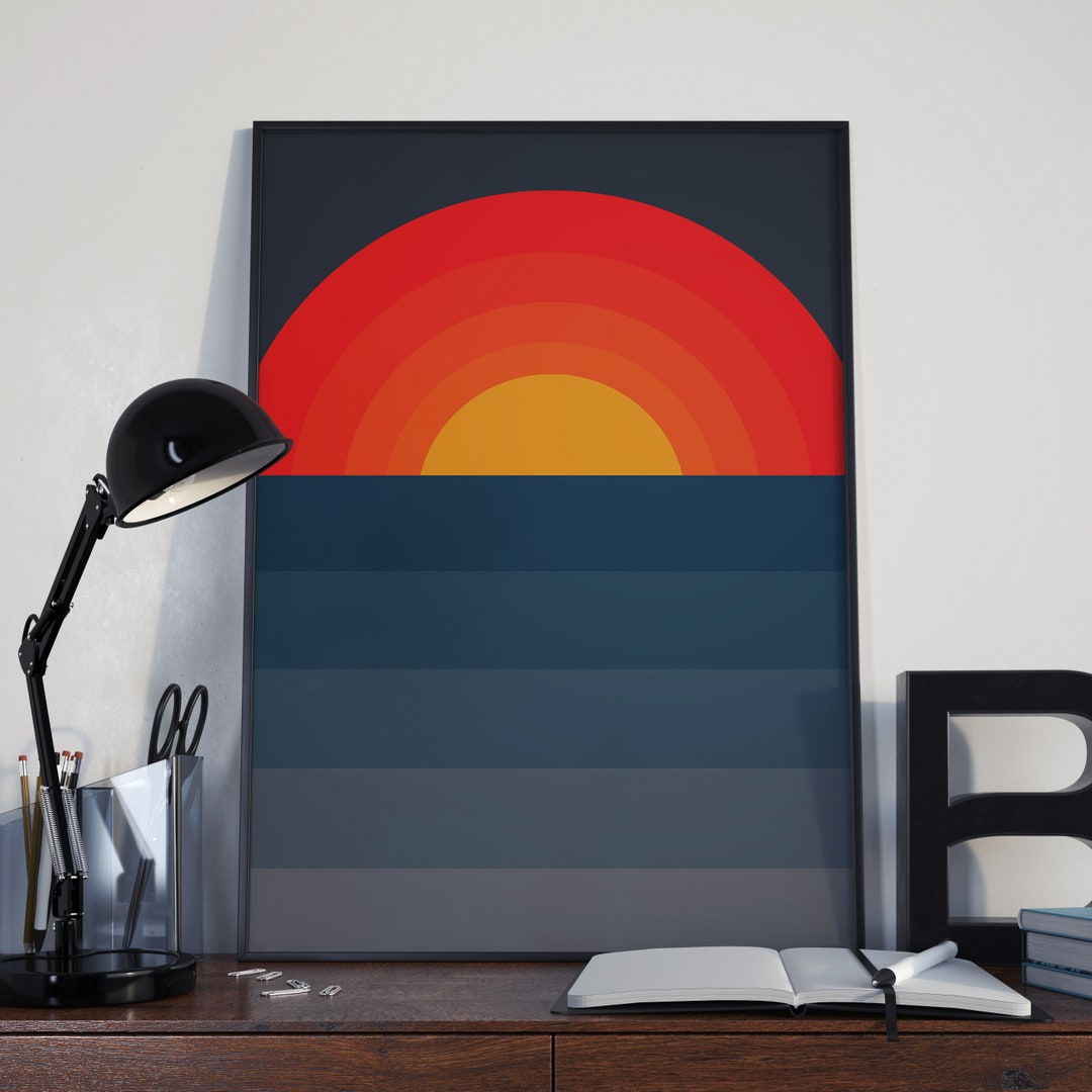 Sun Set Minimal Poster | Minimalist Art Print | Vector Art | Indie Room ...