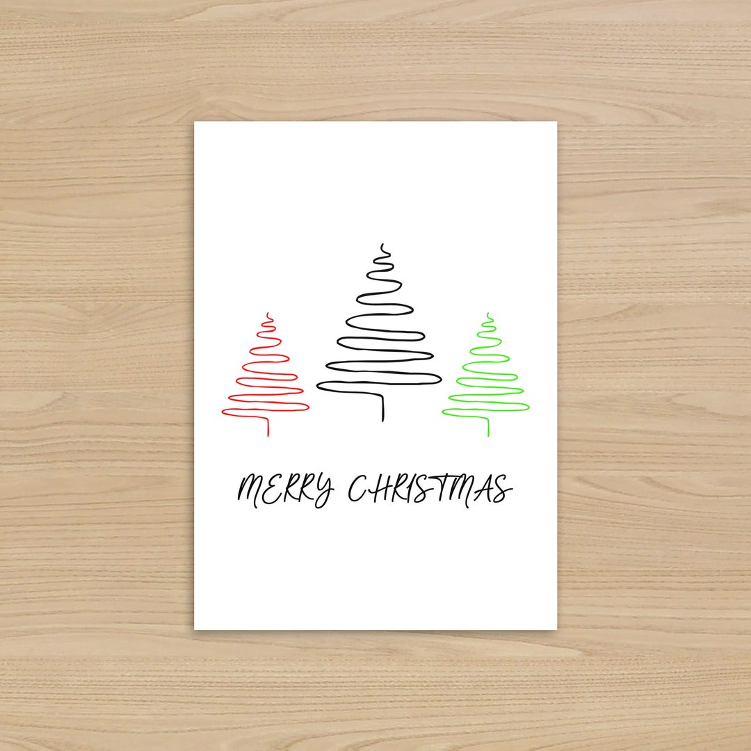 Hand Drawn Christmas Tree Card Cute Xmas Card Merry Christmas Card Hand ...