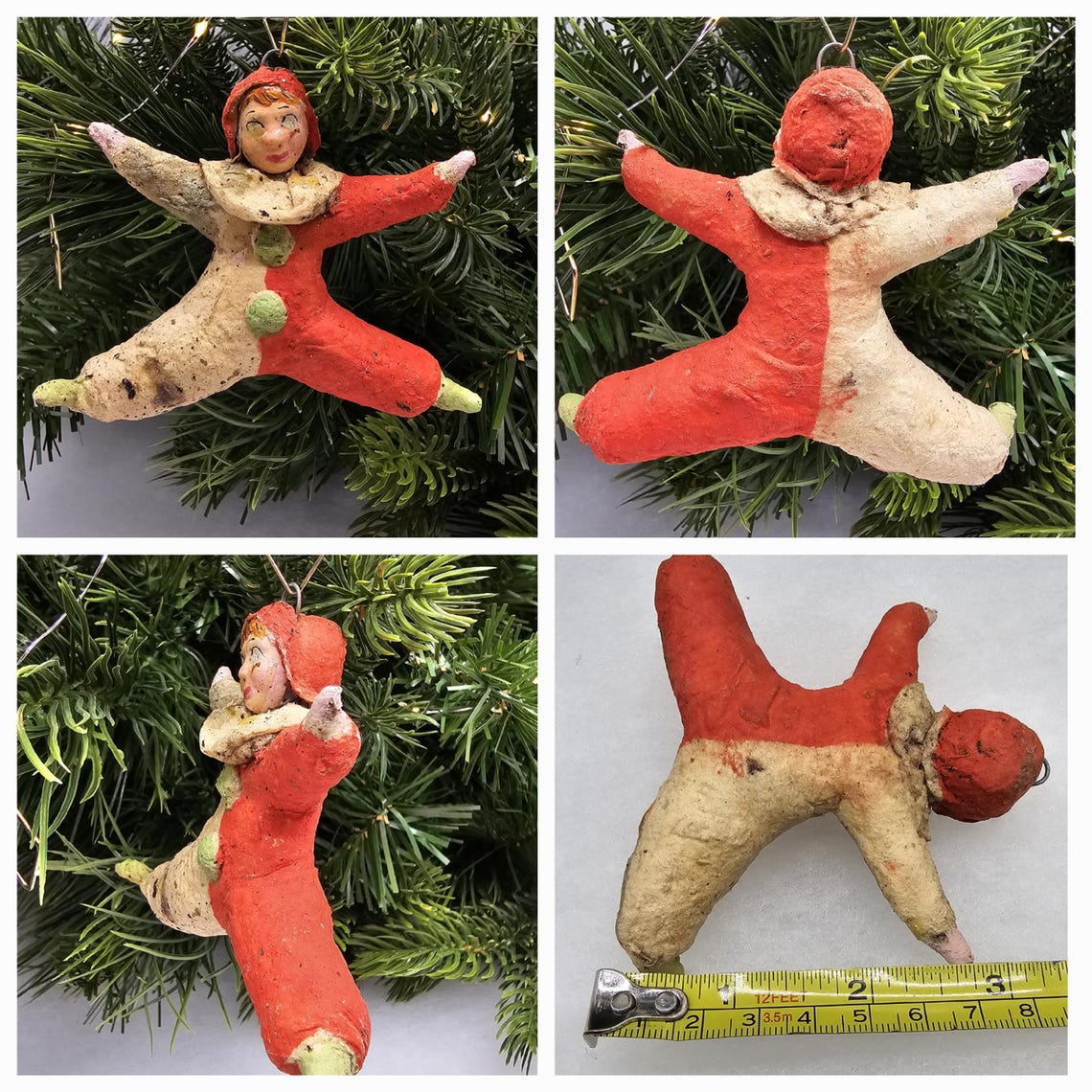Circus Actors Characters Cotton Spun Christmas Ornaments Vintage ...