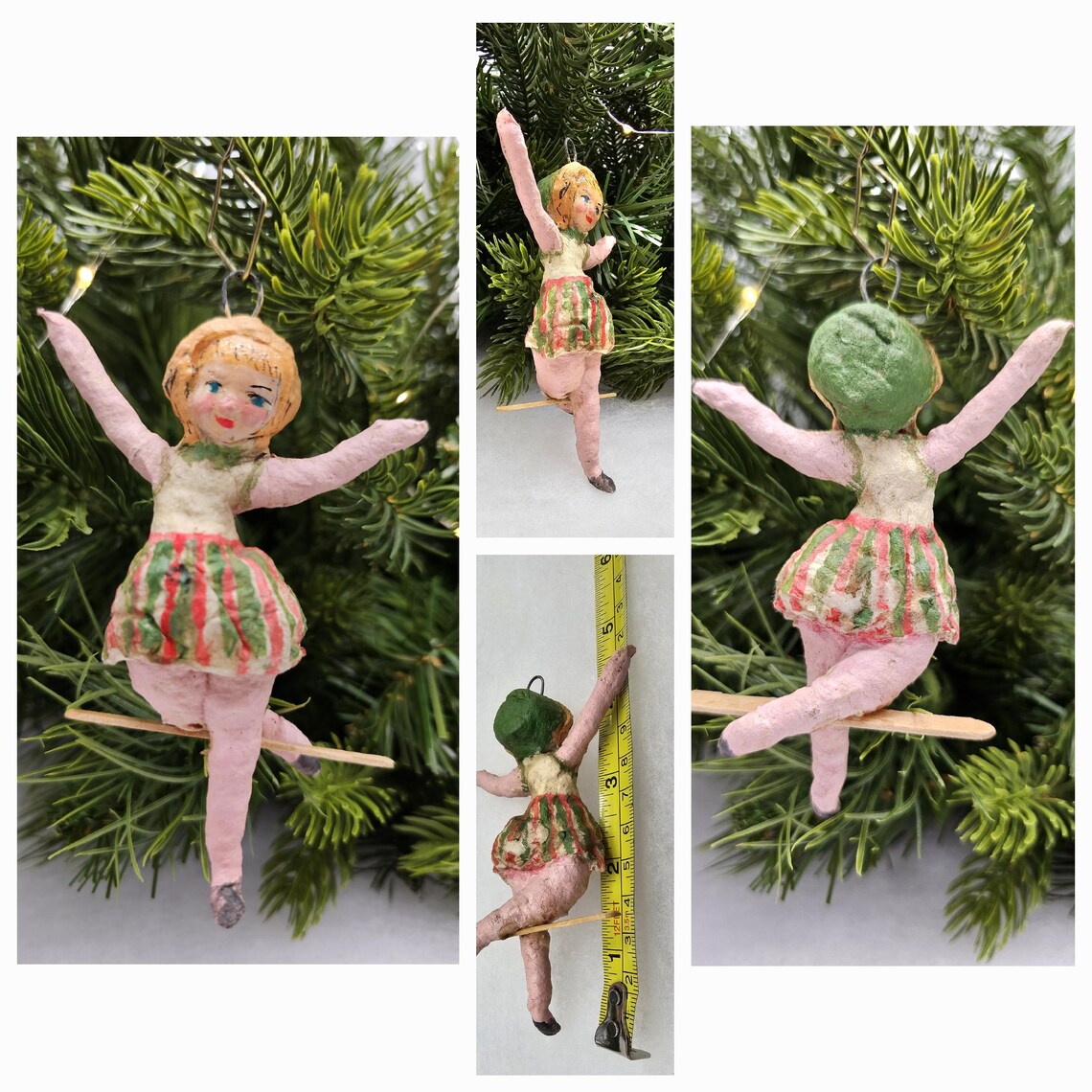 Circus Actors Characters Cotton Spun Christmas Ornaments Vintage ...