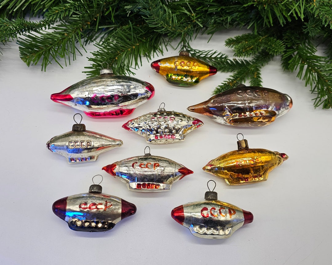 Antique Christmas Dirigibles Zeppelins Blimps Ornament Glass Vintage ...