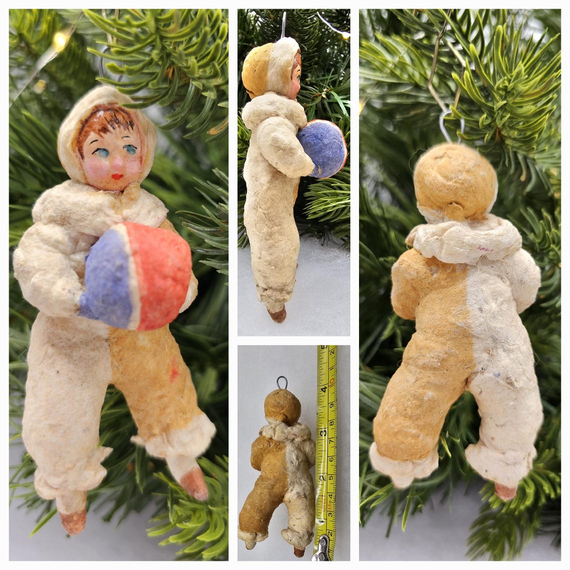 Circus Actors Characters Cotton Spun Christmas Ornaments Vintage ...