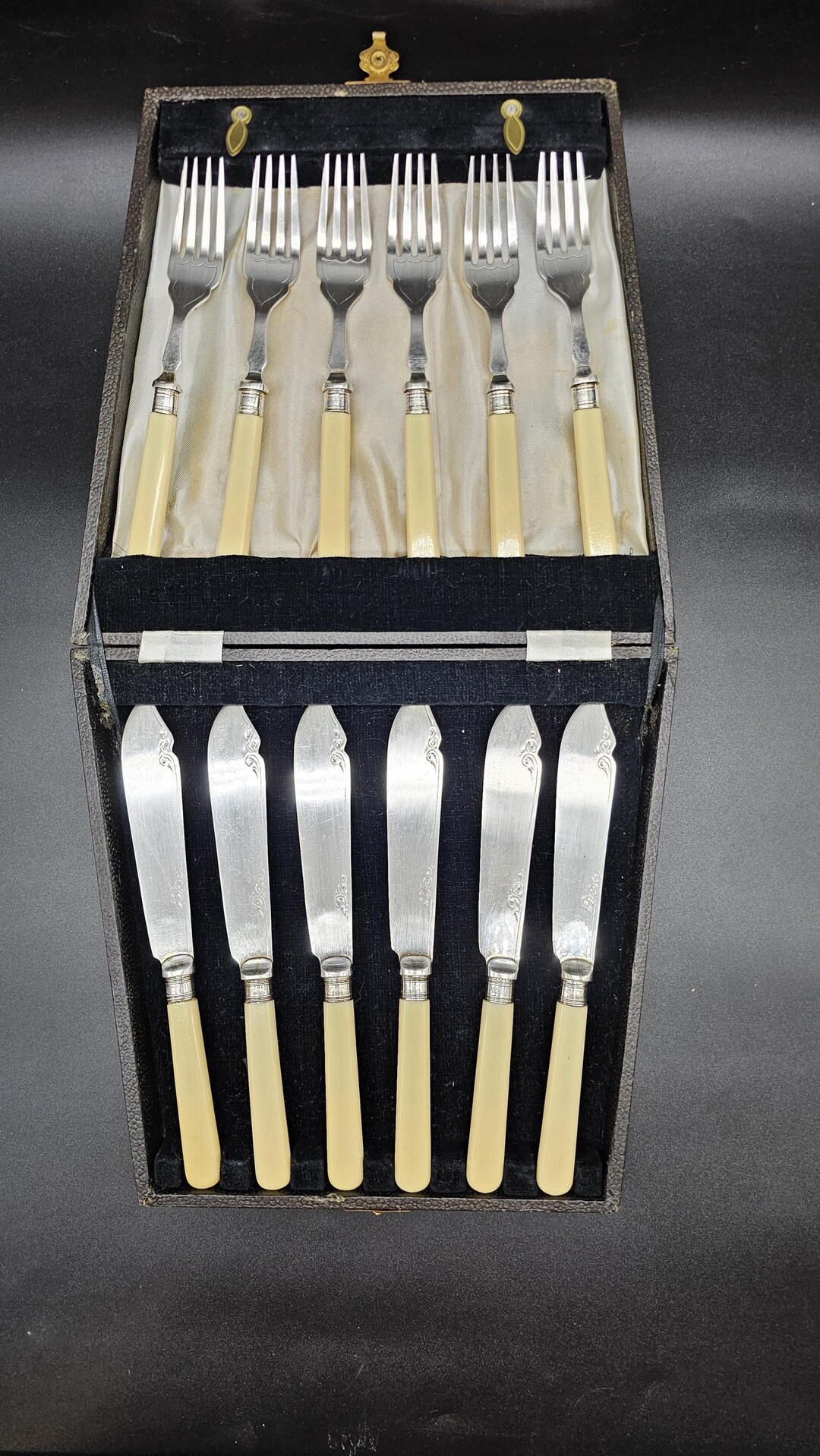 Edwardian Fish Cutlery Silver Plated Full Set 12 Pieces Original Box ...