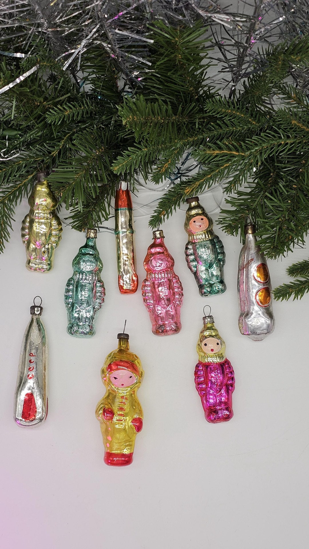 Space Era Vintage Christmas Ornaments Glass Antique Decorations ...