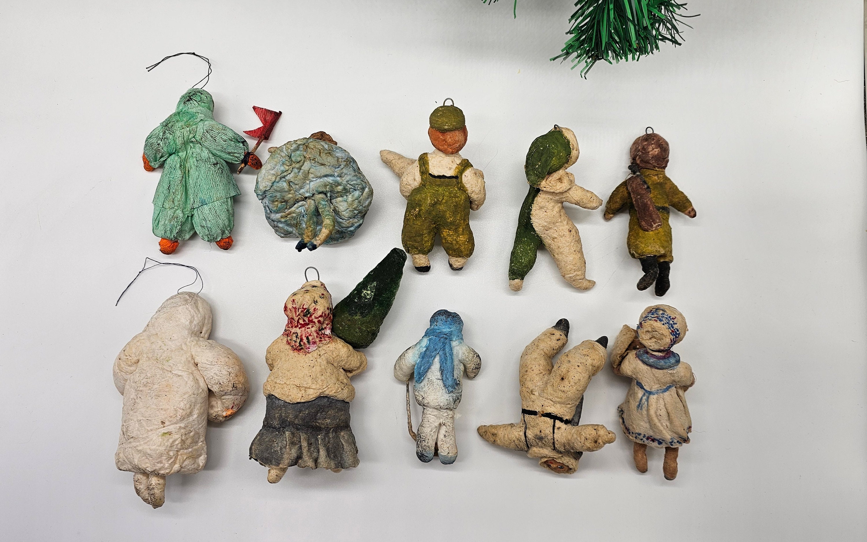 Traditional Characters Cotton Spun Christmas Ornaments Vintage ...