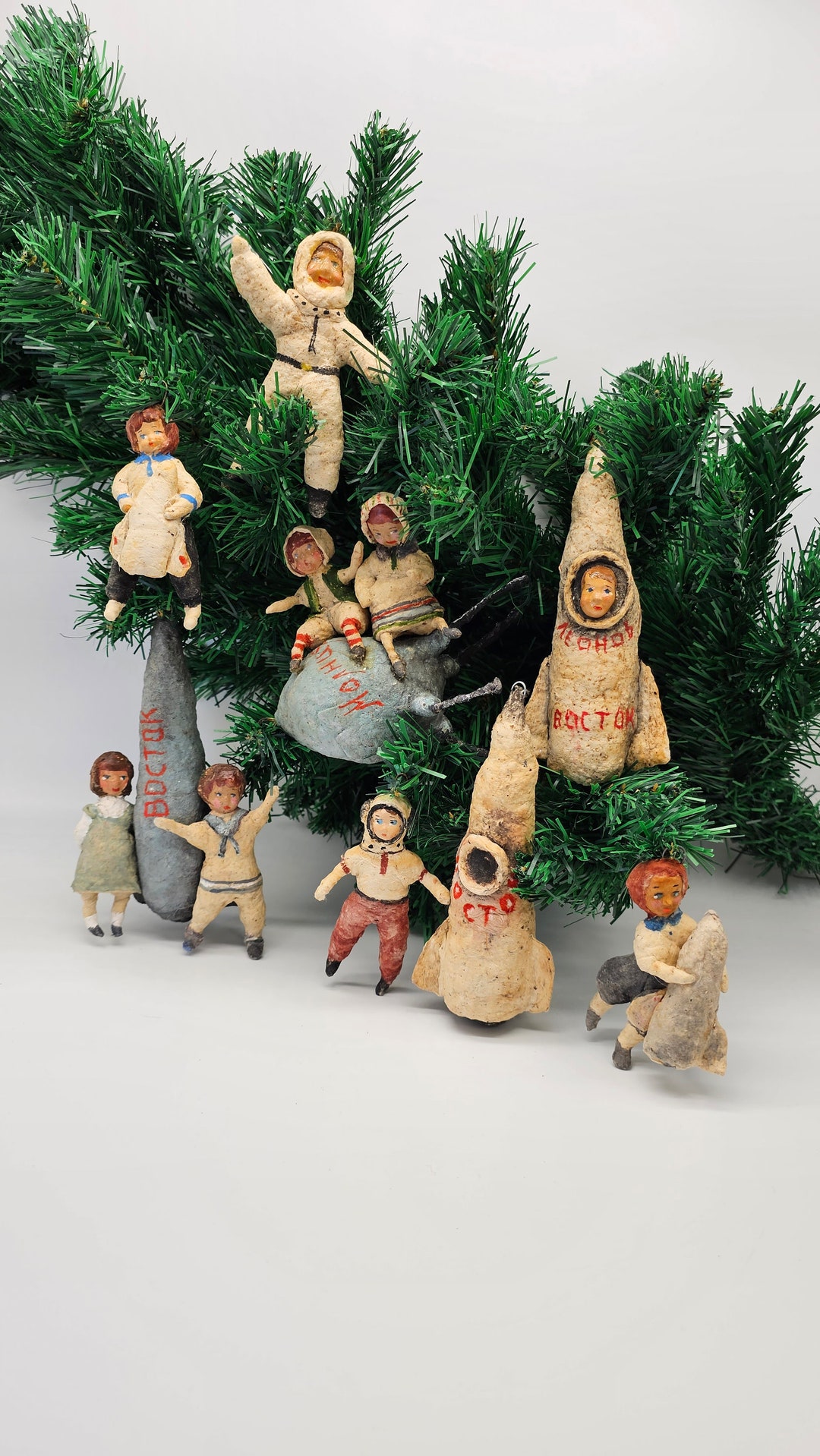 Space Exploration Traditional Characters Cotton Spun Christmas Vintage ...