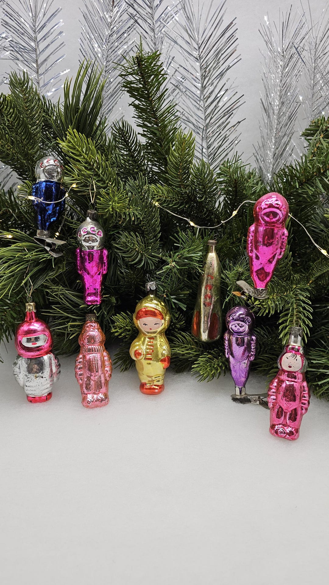 Space Era Vintage Christmas Ornaments Glass Antique Decorations ...