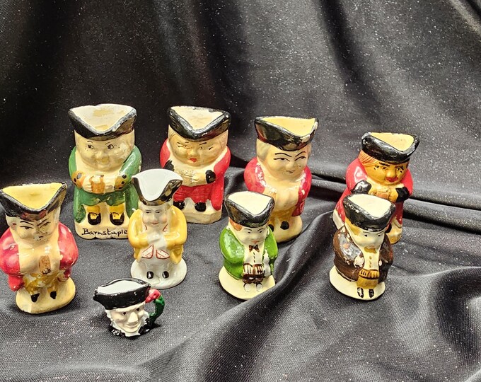 Vintage Miniature Toby Jugs X9 Various Colors Potteries Multiple Damage ...