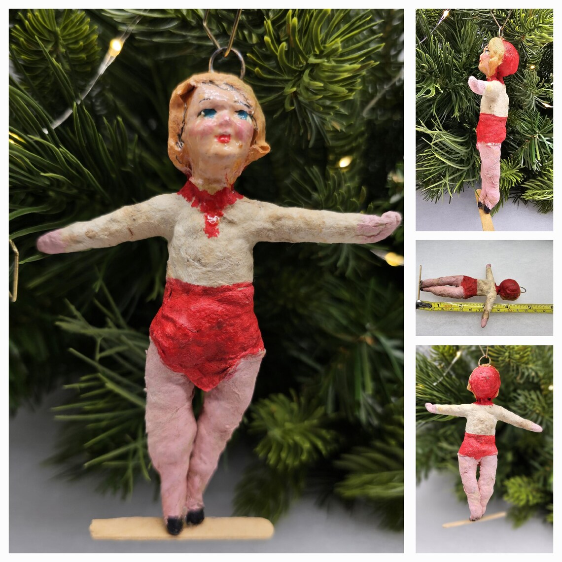 Circus Actors Characters Cotton Spun Christmas Ornaments Vintage ...