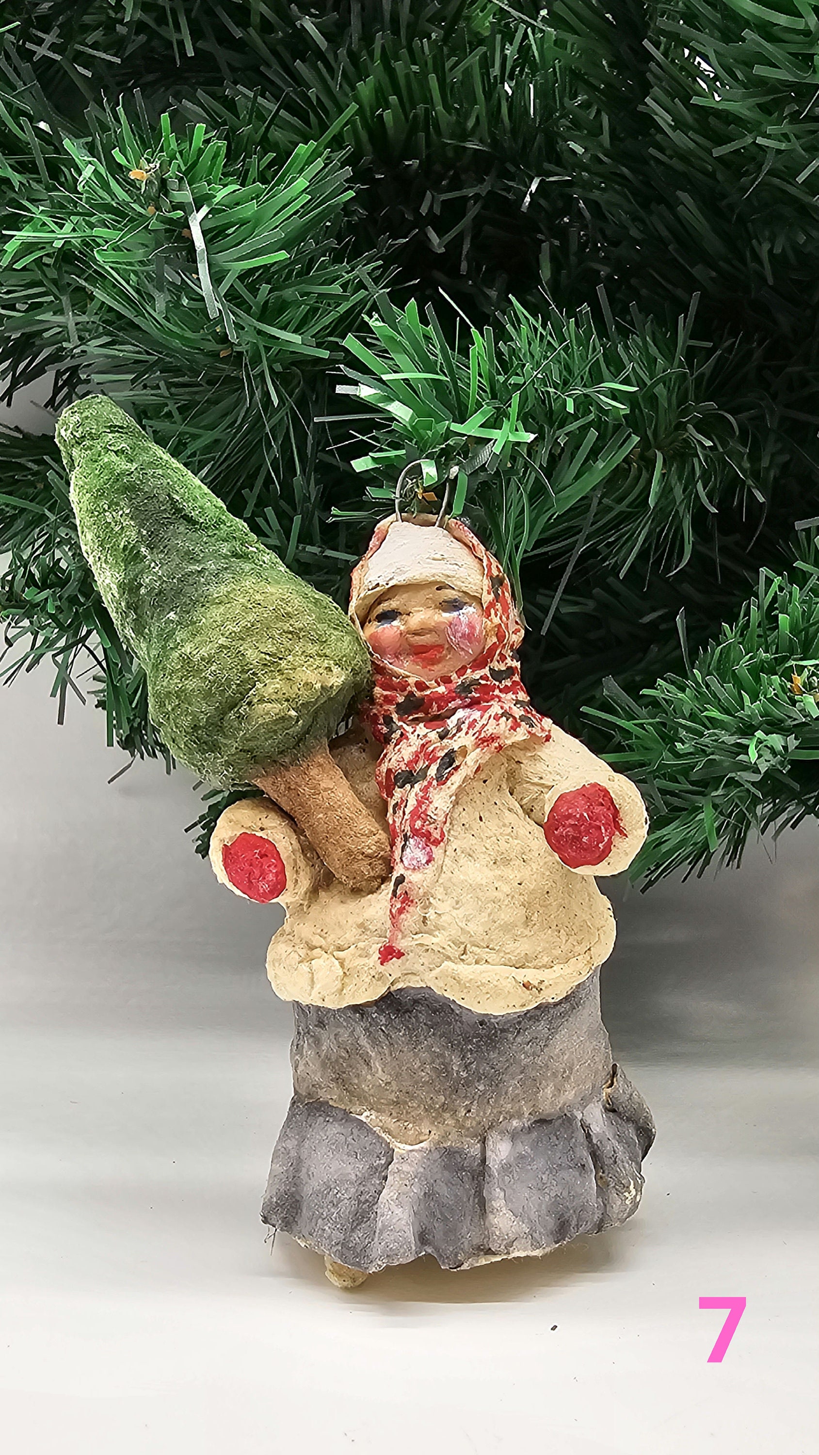 Traditional Characters Cotton Spun Christmas Ornaments Vintage ...