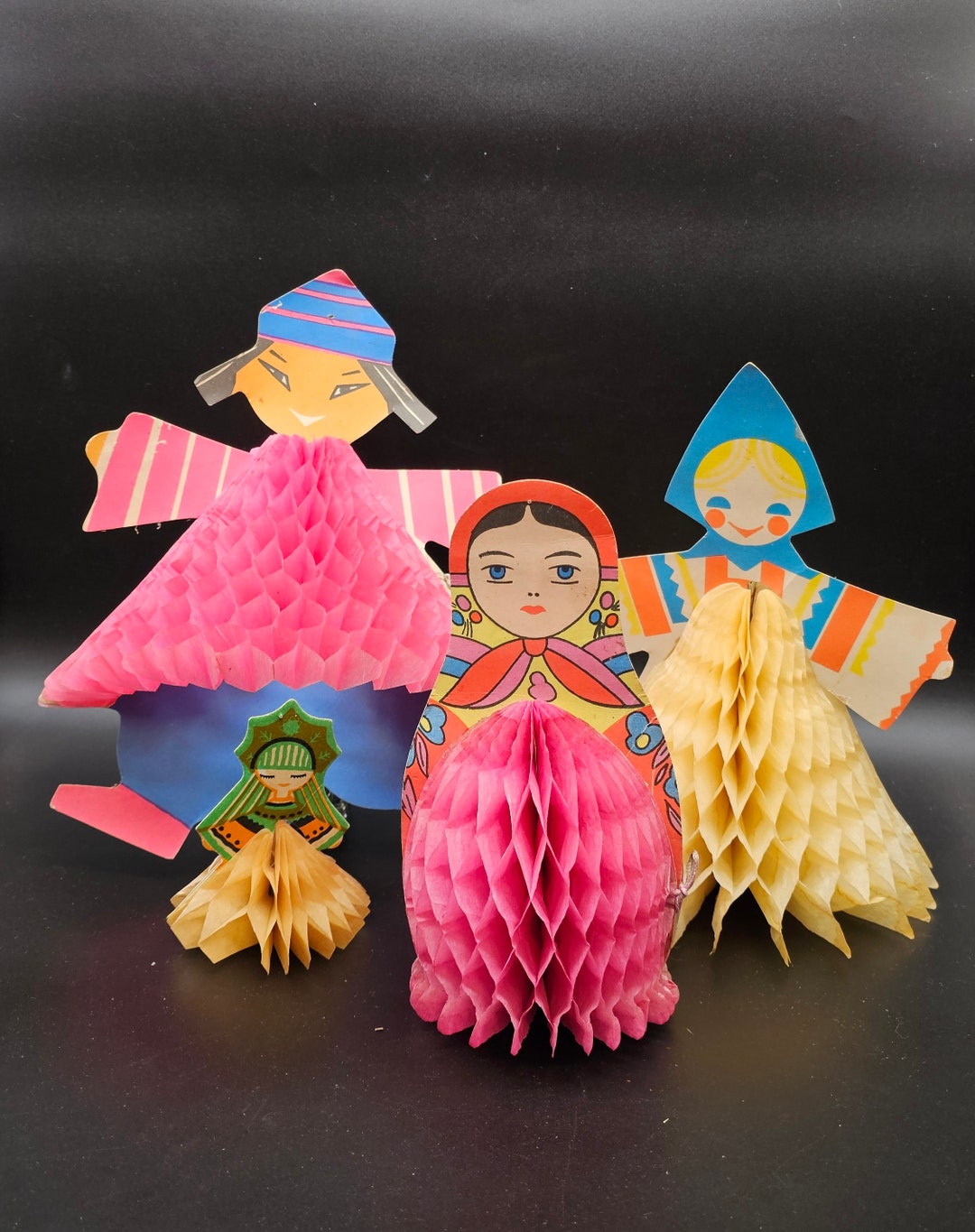 Girls Pretty Vintage Paper Honeycomb Decorations Rare Ornaments ...