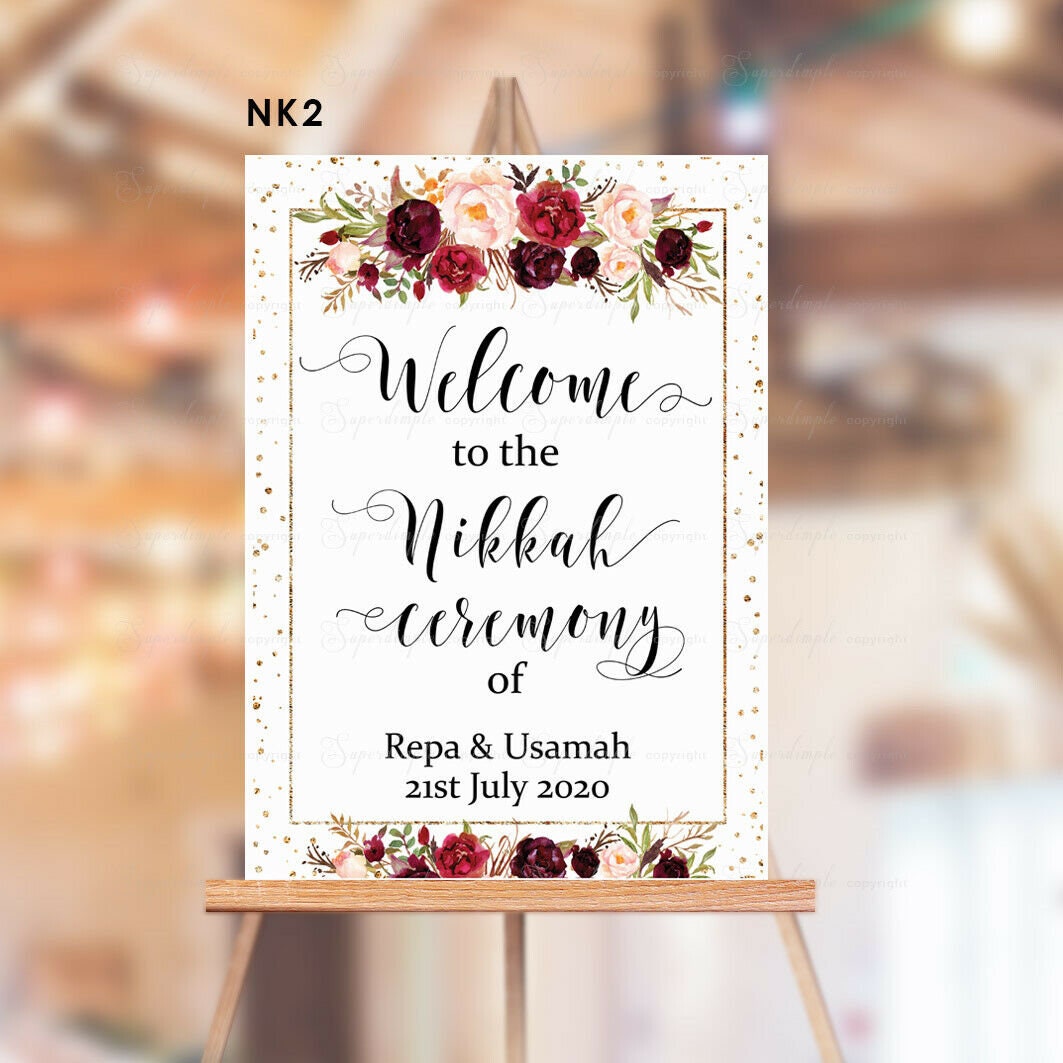 Personalised Sign Birthday Party Welcome to Floral Gold Pink - Etsy