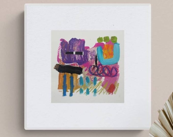 Small Mini Original Abstract Painting on Paper, Colorful Abstract ...