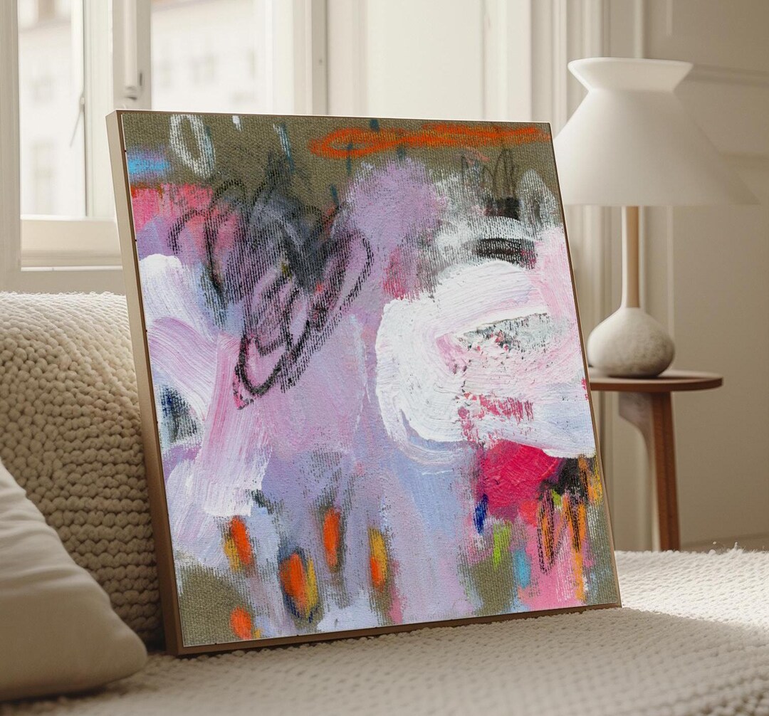 Digital Download Abstract Printable, Modern Square Print, Pink White ...