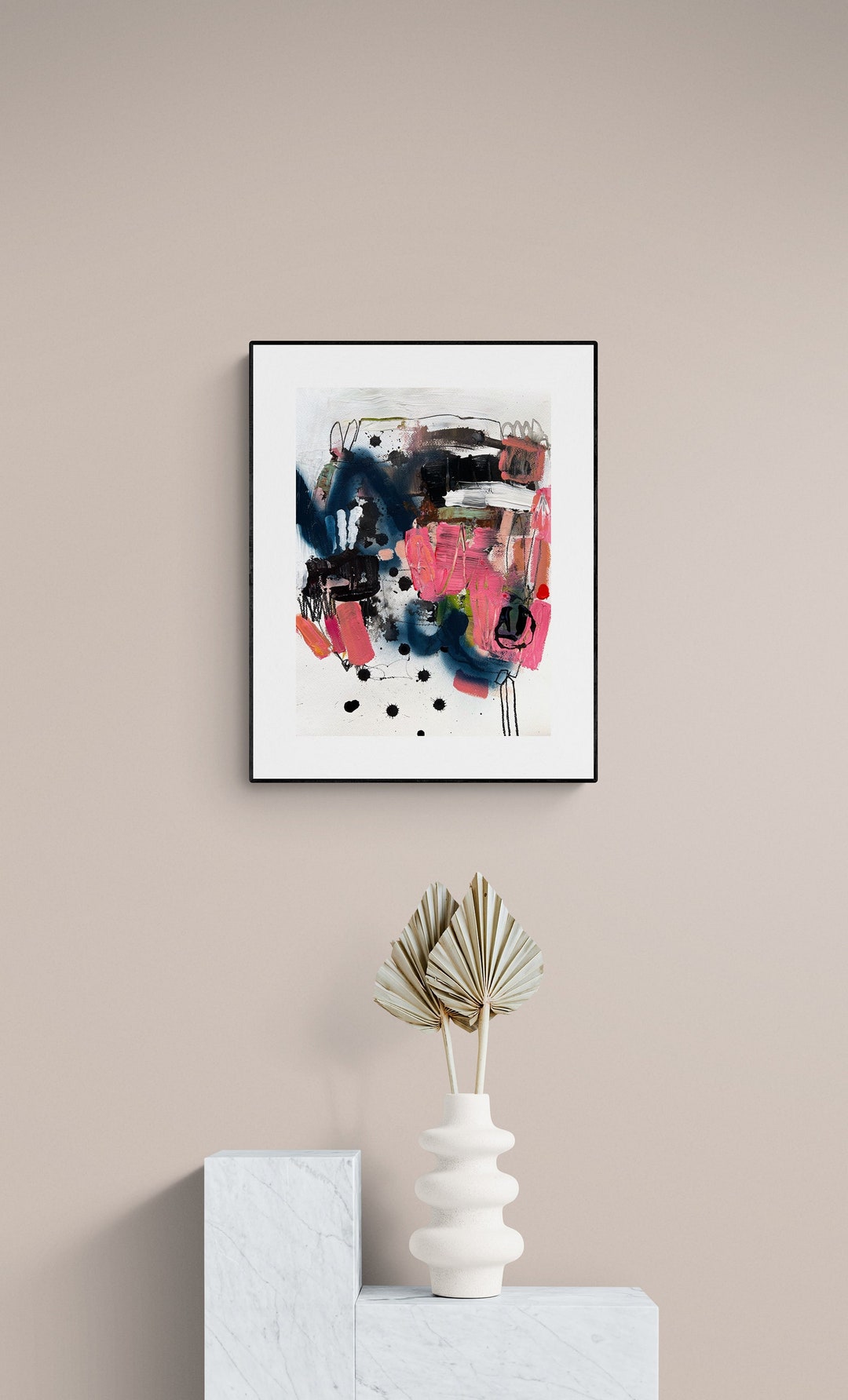 Small Original Abstract Painting on Paper Made With Acrylic Paint and ...