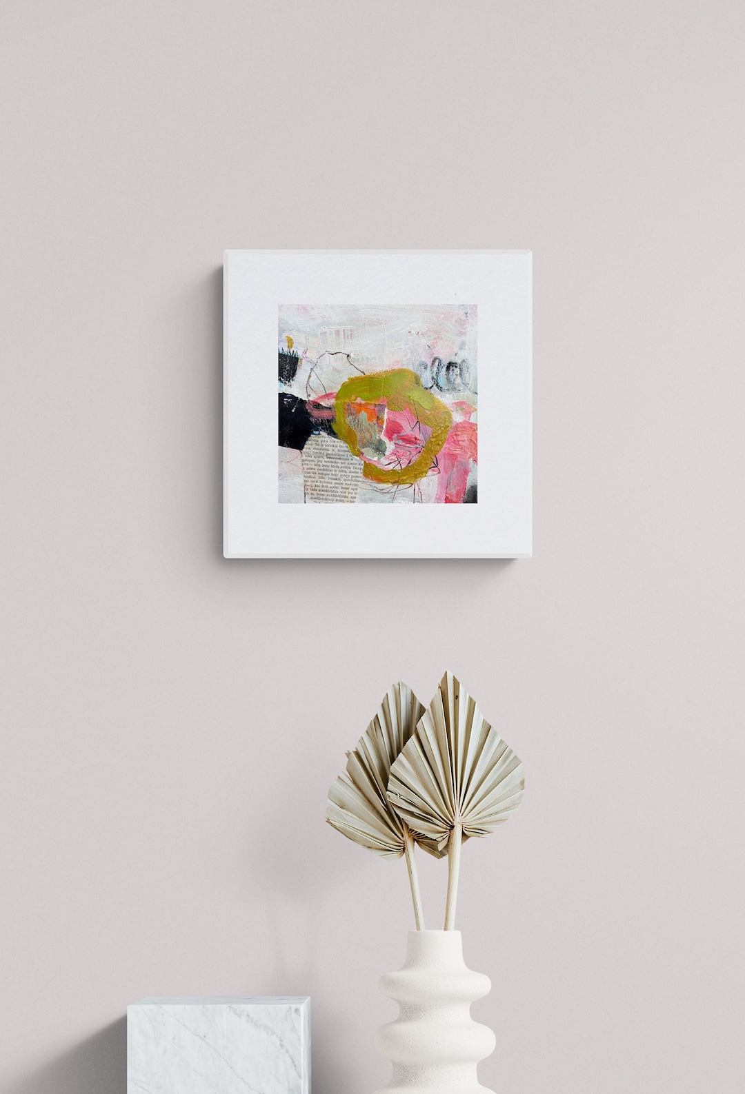 Small Mini Original Abstract Painting on Paper, Colorful Acrylic Paint ...