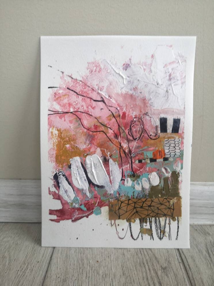 Original Small Abstract Painting on Paper Made With Acrylic - Etsy