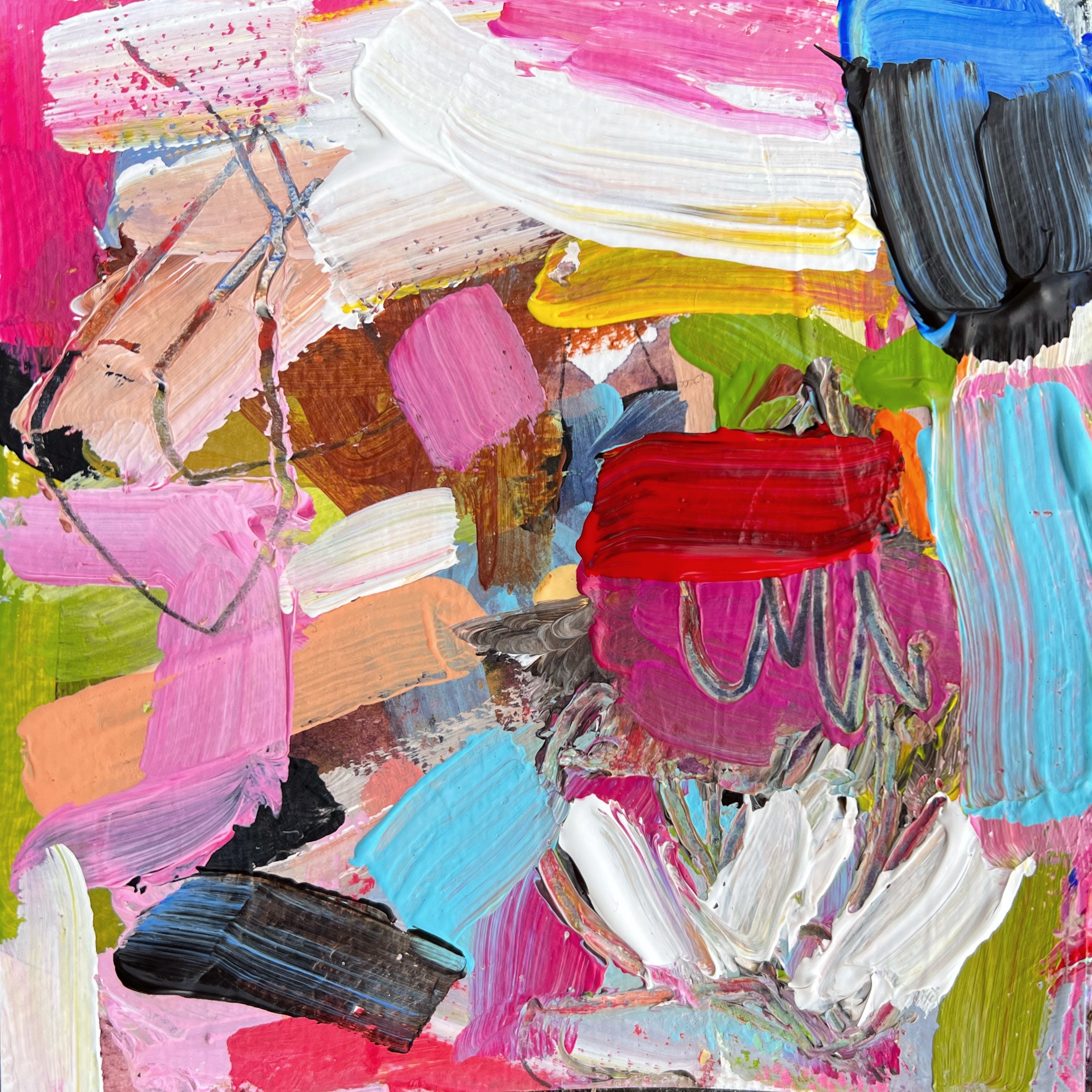 Small Mini Original Abstract Painting on Paper, Colorful Acrylic ...