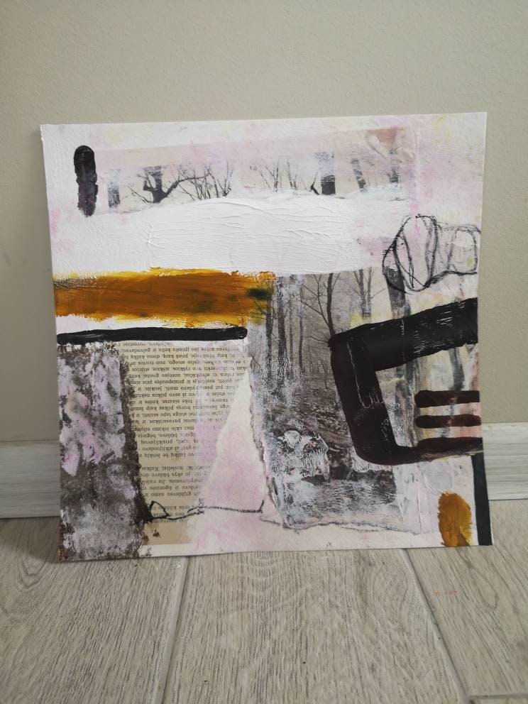 Small Square Original Abstract Painting on Paper Acrylic - Etsy