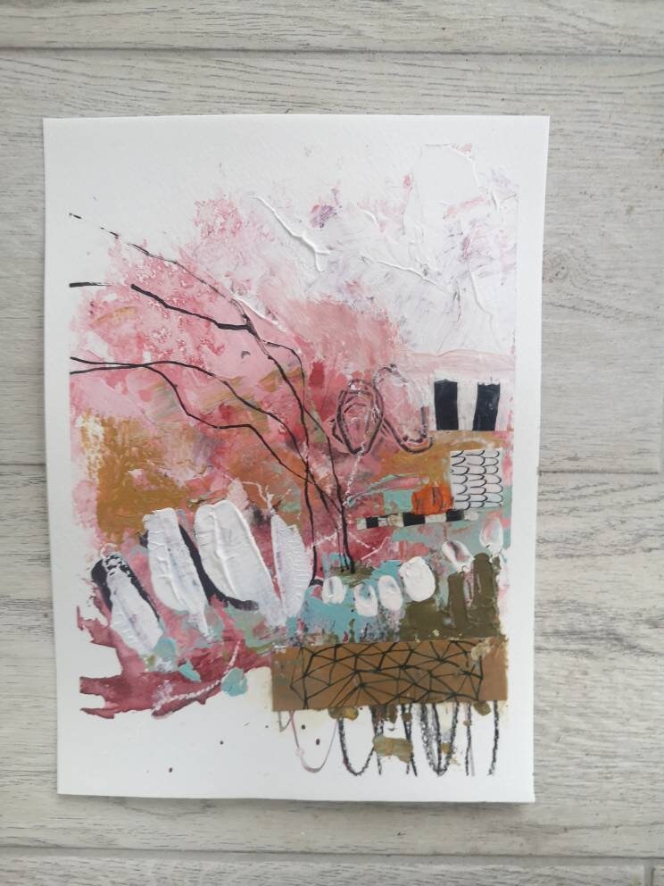 Original Small Abstract Painting on Paper Made With Acrylic - Etsy