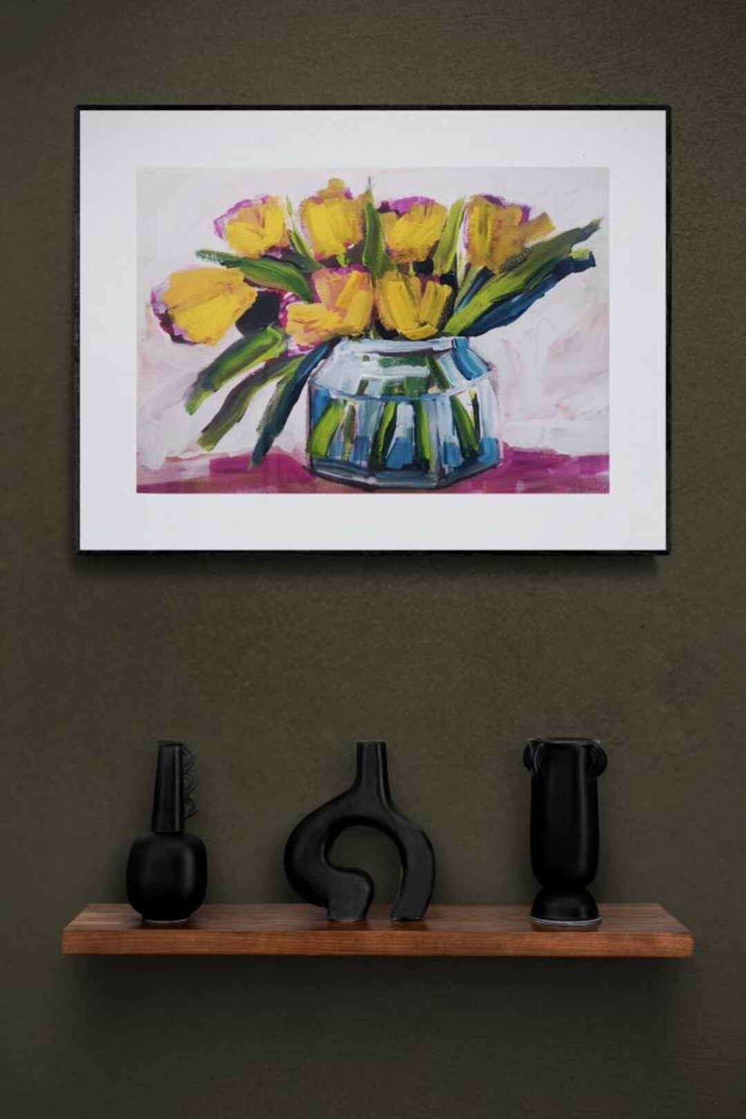 Original Small Flower Abstract Painting on Paper Acrylic Mixed Media ...