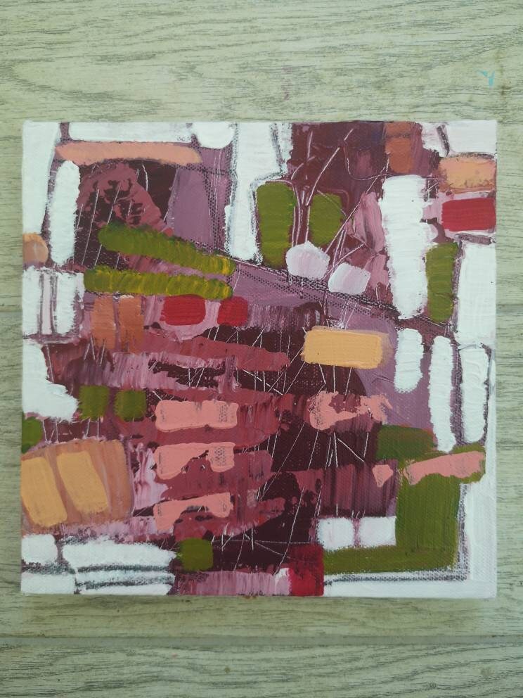 Small Original Abstract Painting on Canvas, Modern Artwork, 20x20cm ...