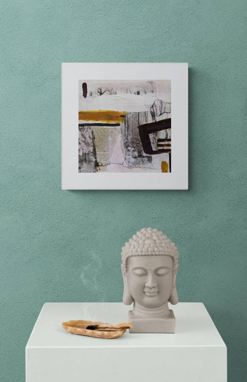 Small Square Original Abstract Painting on Paper Acrylic - Etsy