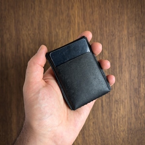Minimalist Leather Card Wallet, Tuscan Leather, Slim Coin Holder - Etsy