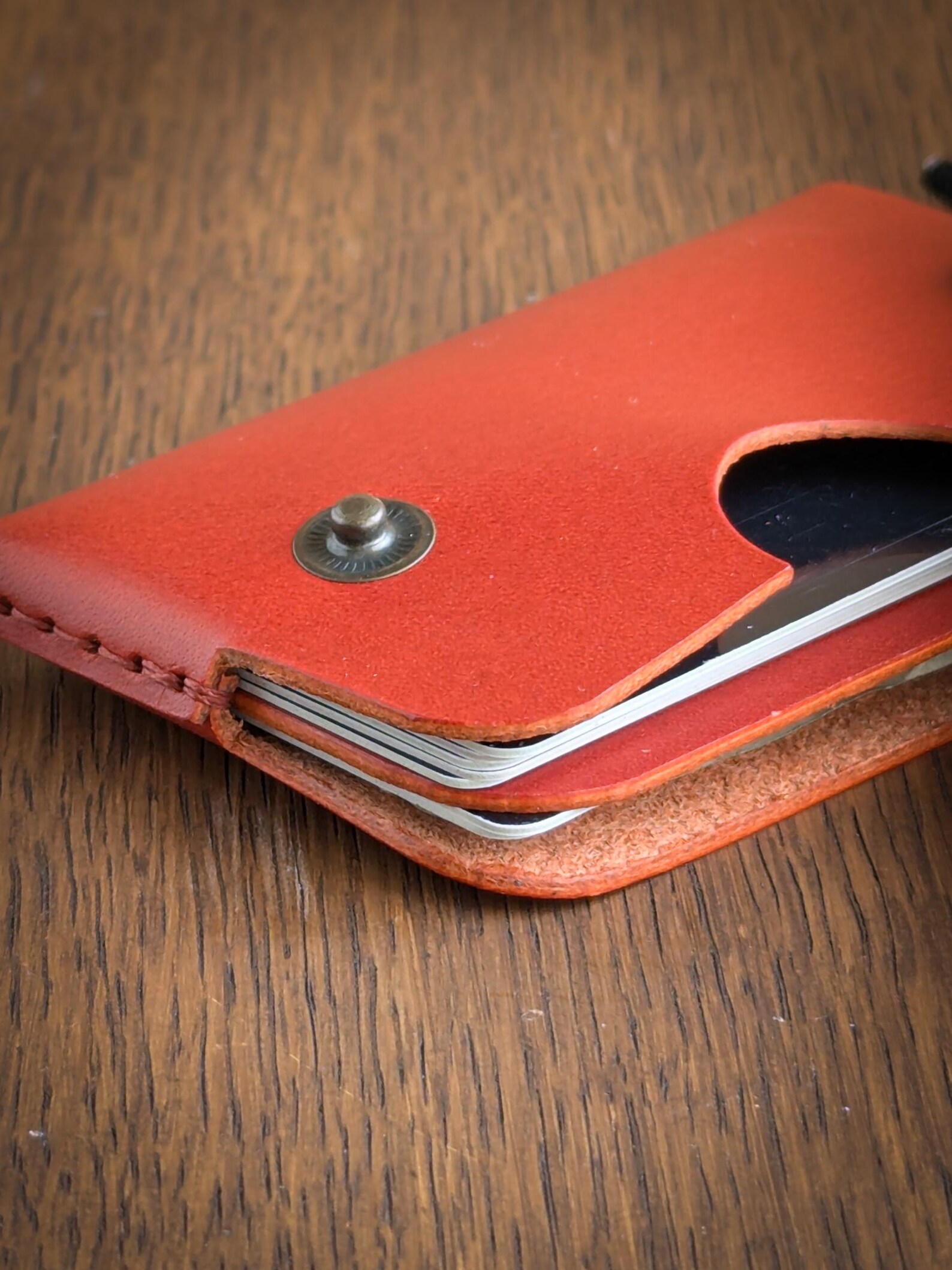 Red Color Minimalist Leather Wallet Card Holder, Coins, Slim Minimal ...
