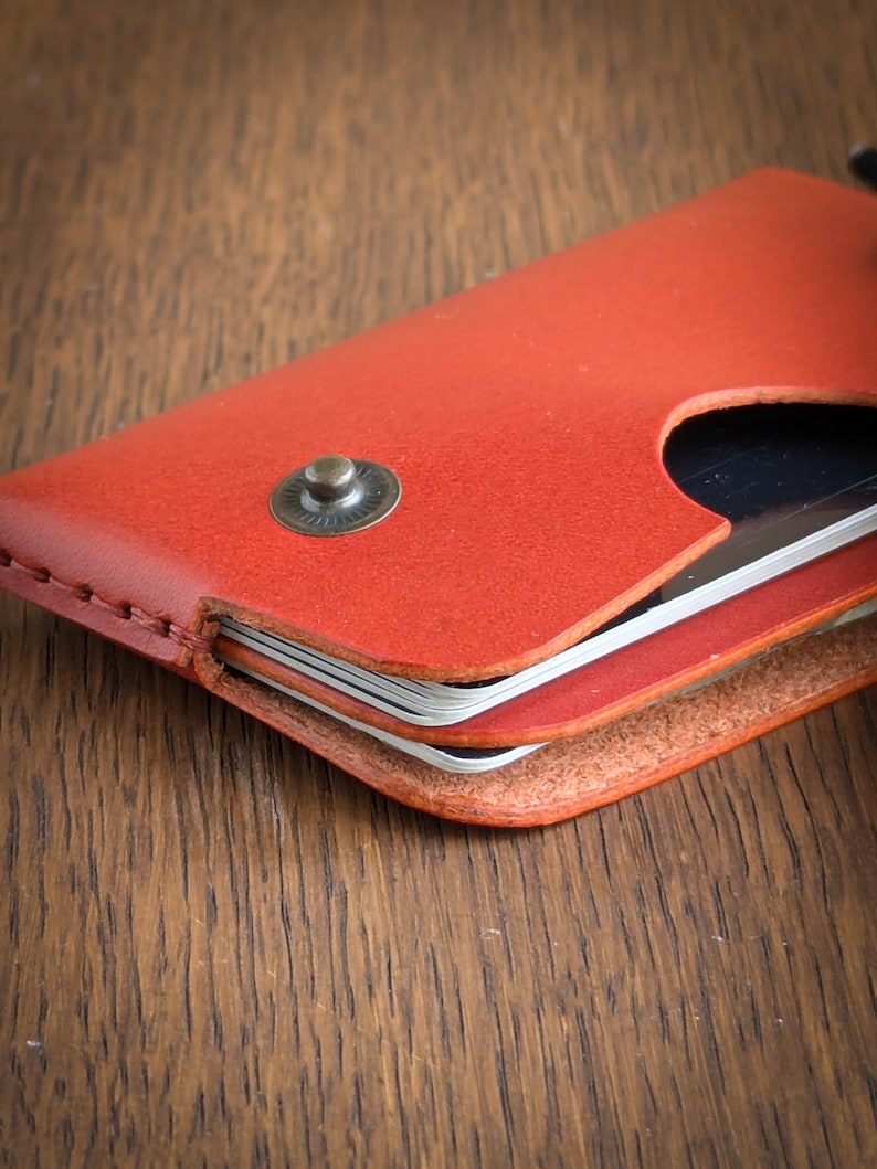 Red Leather Minimalist Wallet Card Holder, Coin Purse - Etsy