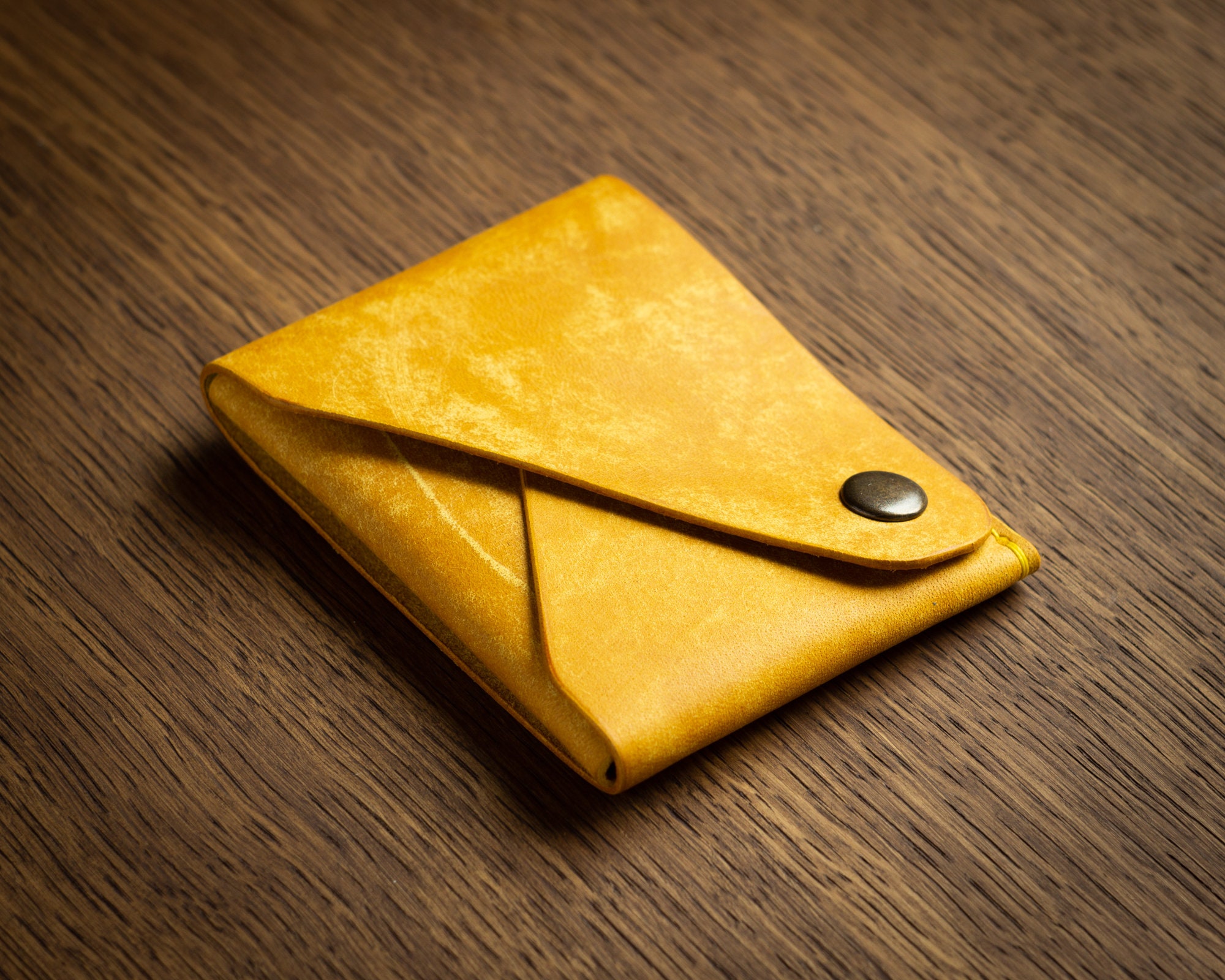 Minimalist Vegetable Tanned Leather Wallet, Slim Card Holder - Etsy