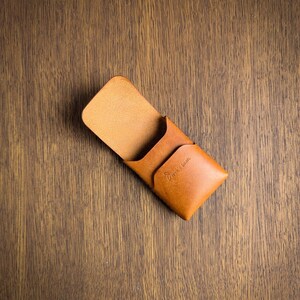 Minimalist Leather Card Wallet, Tuscan Leather, Slim Coin Holder - Etsy