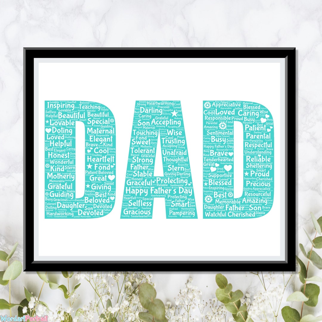 Personalized Fathers Day Gifts Word Art Wall Print - Dad Letters Gifts ...