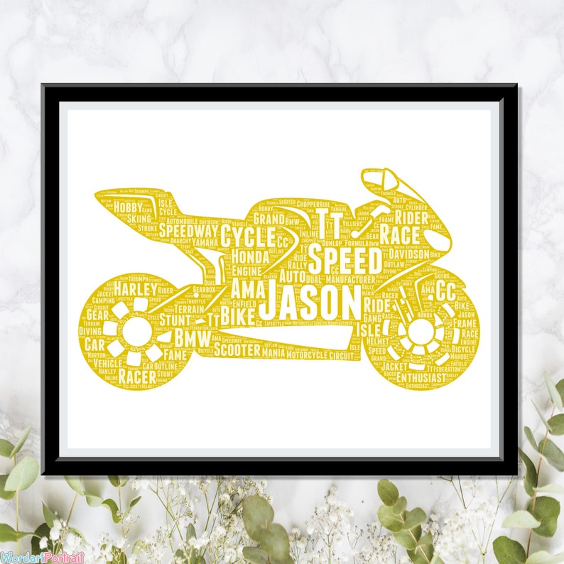 Personalized Motorcycle Gift Biker Wall Art Print - Dad Gifts for Him ...