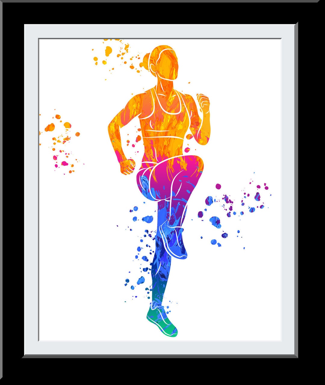 Female Girl Marathon Winner Art Runner Woman Watercolor Print Runner ...