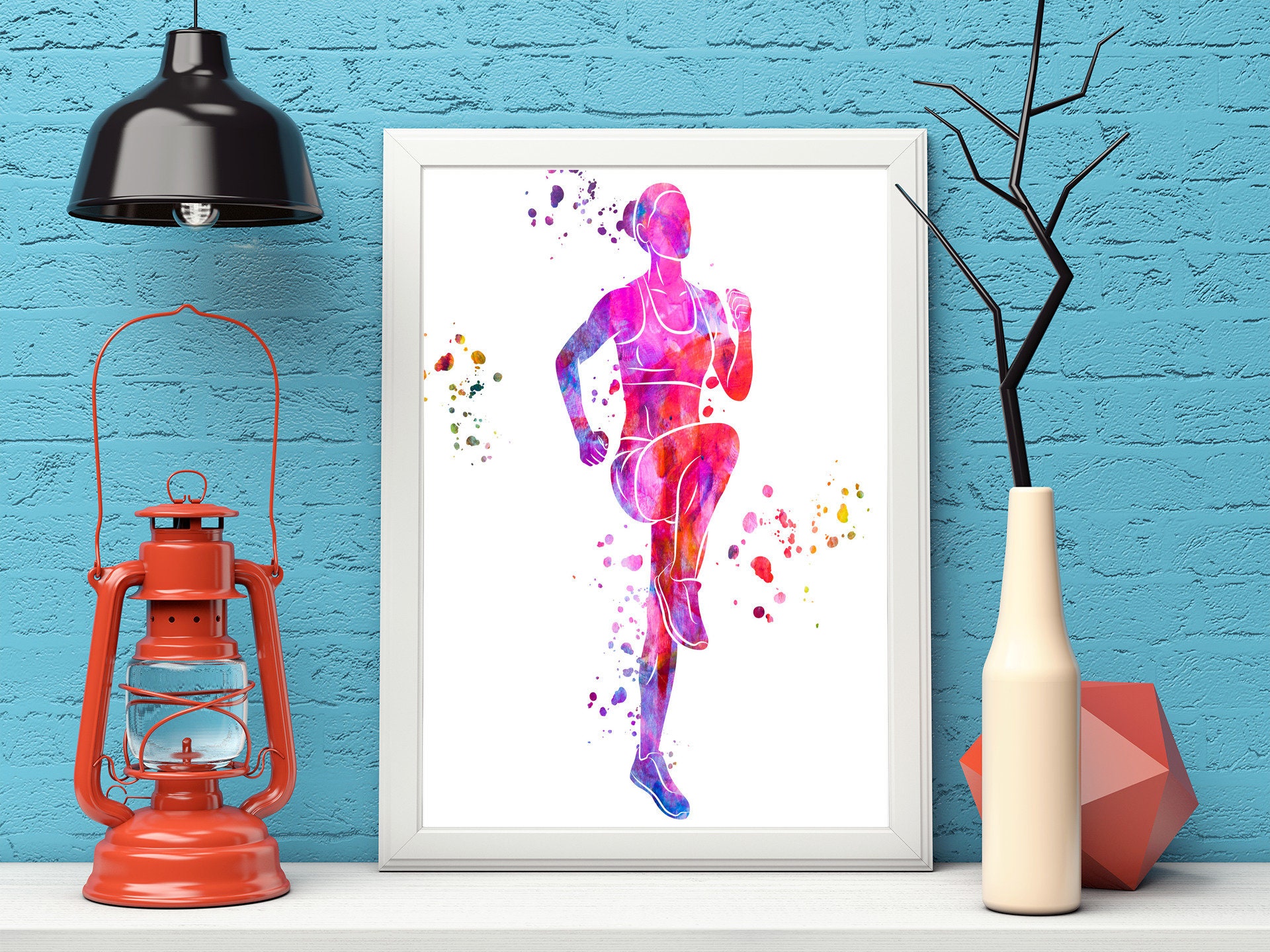 Runner Woman Watercolor Print Runner Woman Female Girl - Etsy