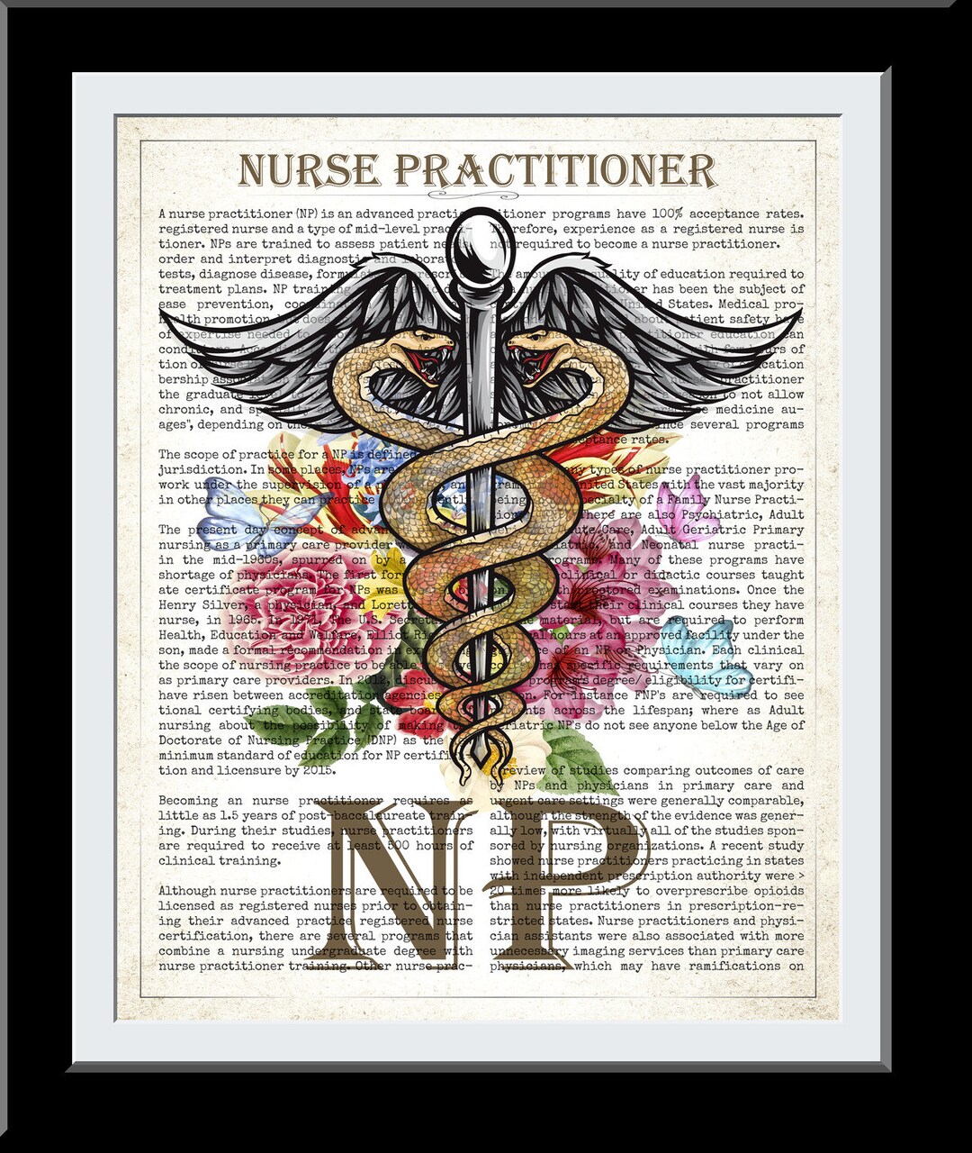 NP Graduation Gift, Nurse Print, Nurse Decor ,NP With Flowers Print ...