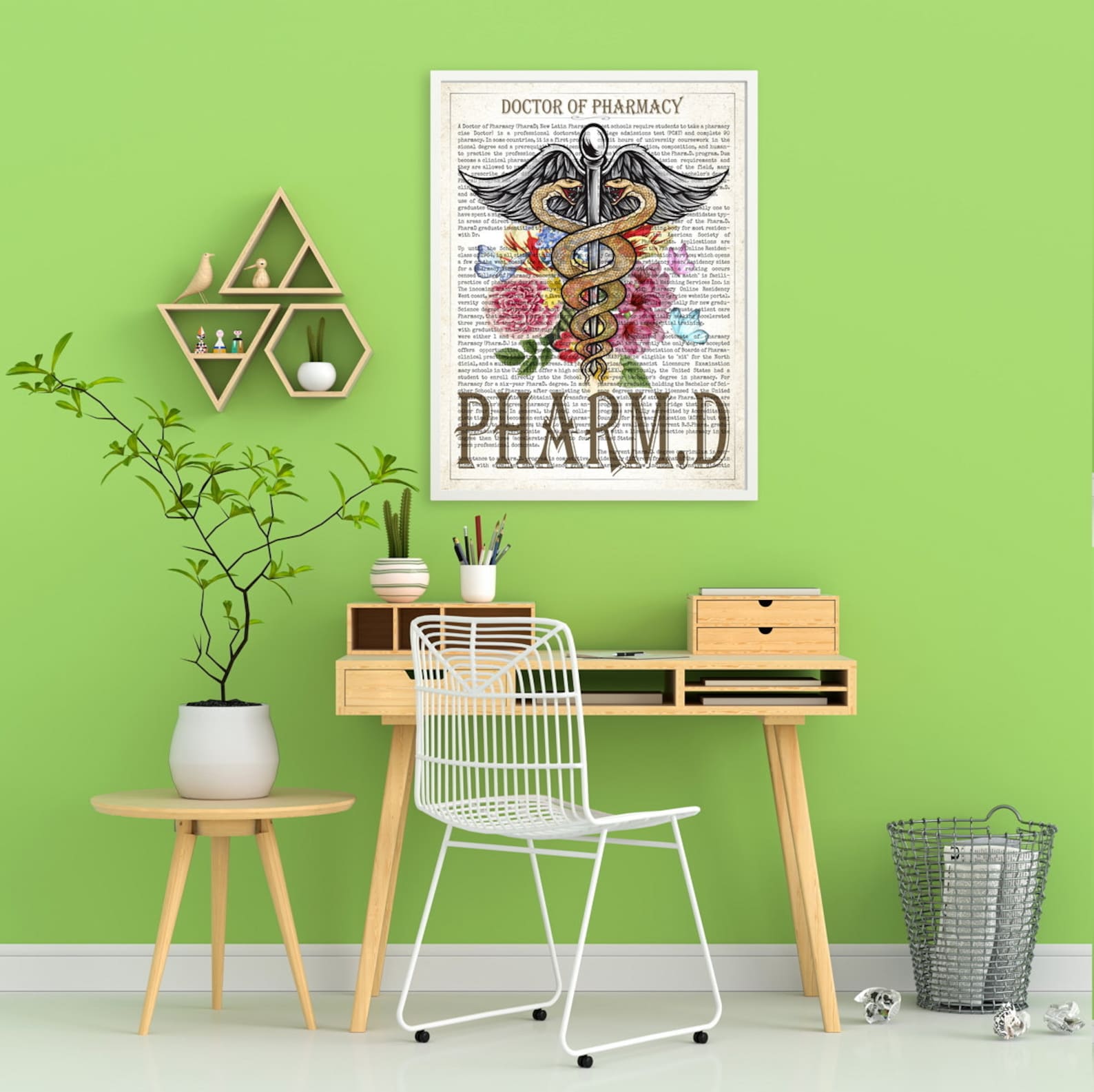 Pharmacy Art, Doctors Office Decor , Pharmd With Flowers Print. Doctor ...