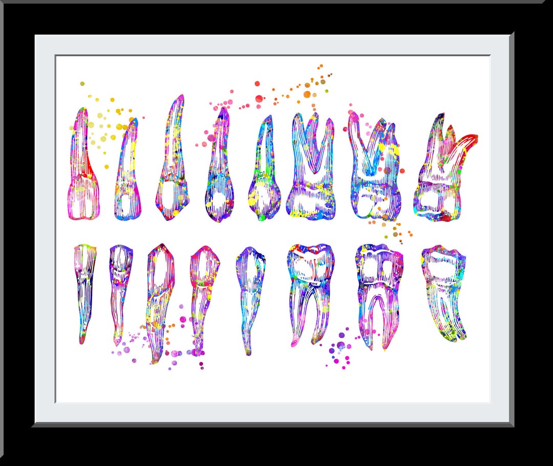Teeth Art Print Dental Art Tooth Art Mouth Medical Art Work, Office ...