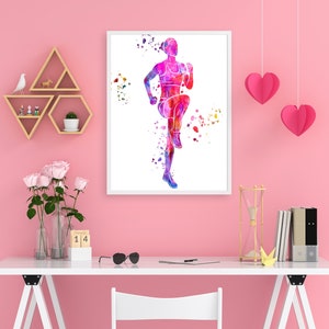 Runner Woman Watercolor Print Runner Woman Female Girl Marathon Winner ...