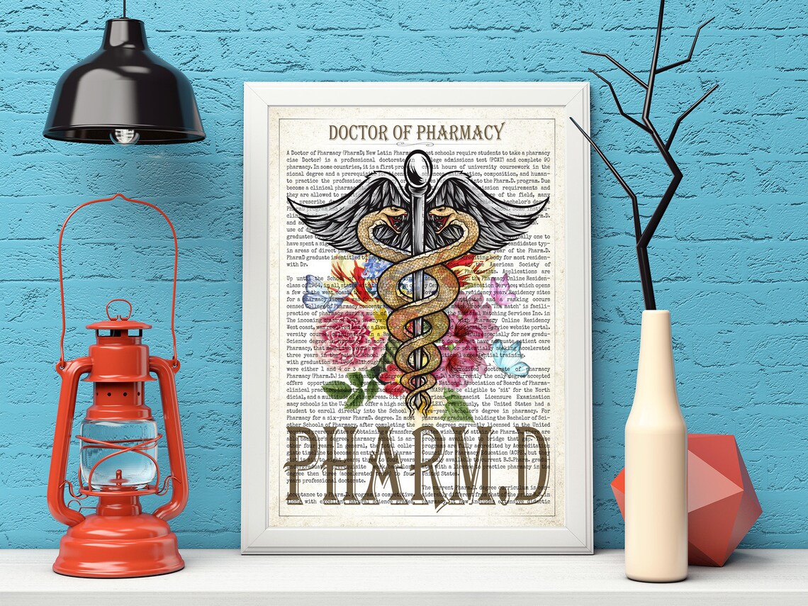 Pharmacy Art, Doctors Office Decor , Pharmd With Flowers Print. Doctor ...