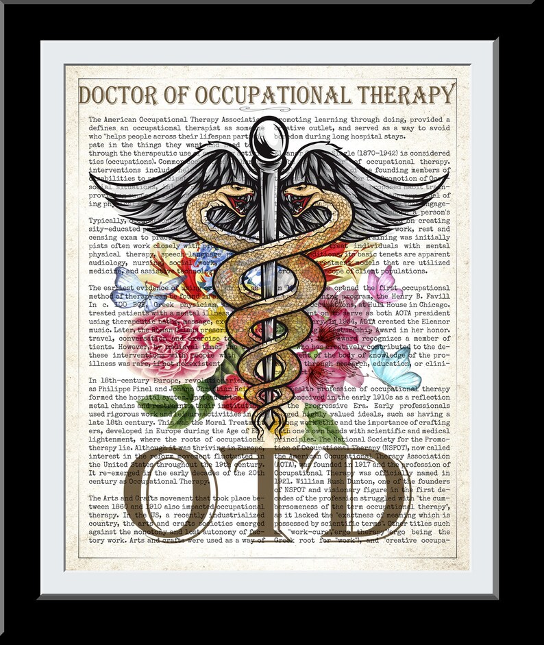 Occupational Therapy, Medical School Gift, OTD With Flowers Print ...