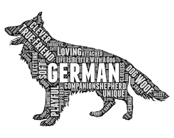 German Shepherd Word - Etsy