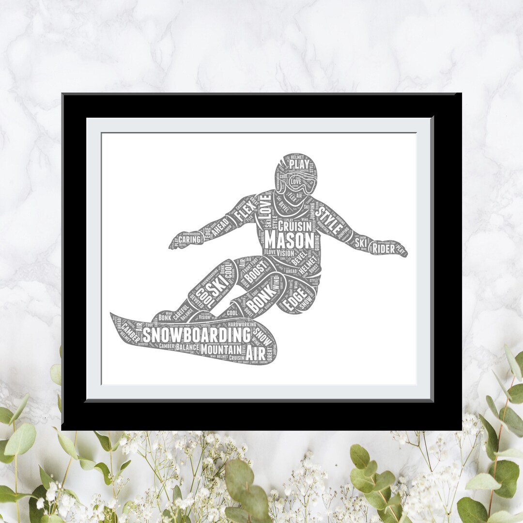 Personalized Snowboarding for Snowboarder Ski Snow Sports Gift Word Art ...