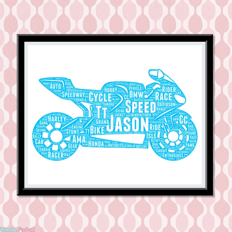 Personalized Motorcycle Gift Biker Wall Art Print - Dad Gifts for Him ...