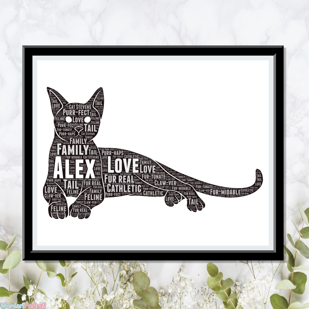 Personalized Cat Owner Lovers Gifts / Cat Word Art Wall Room Decor ...