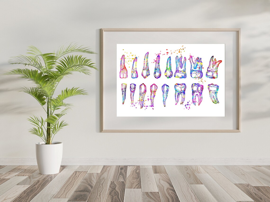 Teeth Art Print Dental Art Tooth Art Mouth Medical Art Work | Etsy
