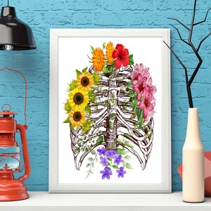 Ribs Art Flower Anatomy Print Male Organ Medical Poster Medical Student ...
